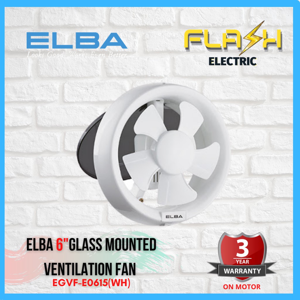 ELBA 6"Glass Mounted Ventilation Fan/ Glass Exhaust Fan, EGVF-E0615(WH ...