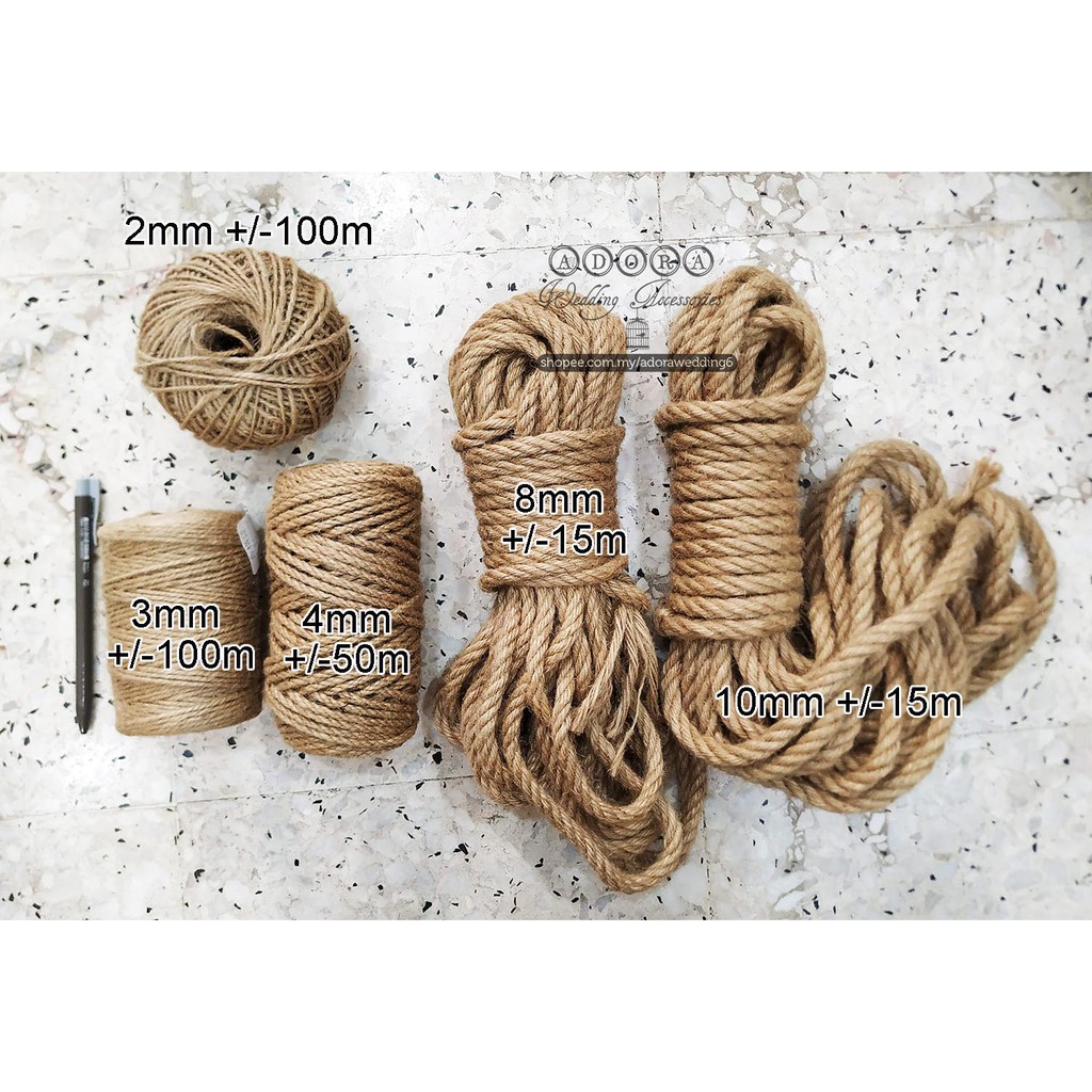 Tali guni/hemp rope/twine/jute/sisal 麻绳- 2mm 3mm 4mm 8mm 10mm | BeeCost