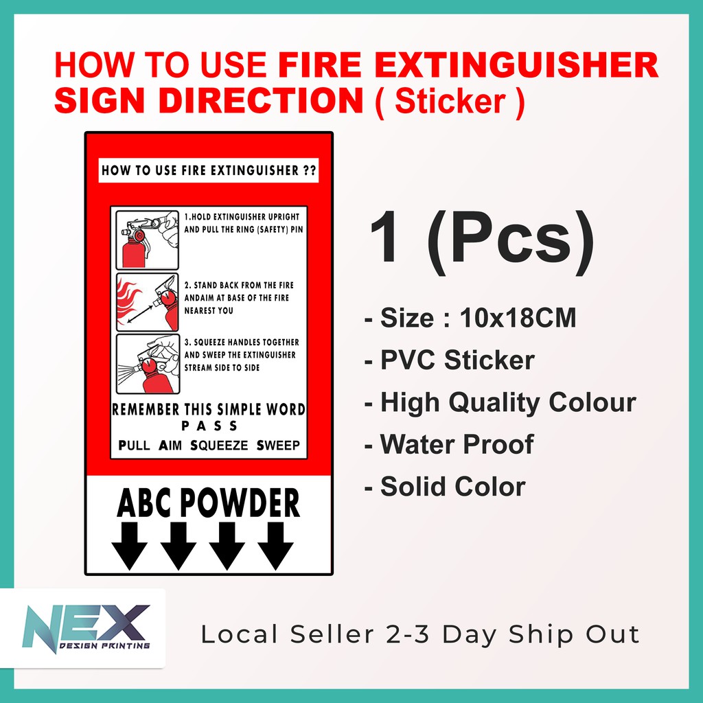 (READY STOCK) HOW TO USE FIRE EXTINGUISHER SIGN DIRECTION (STICKER ...