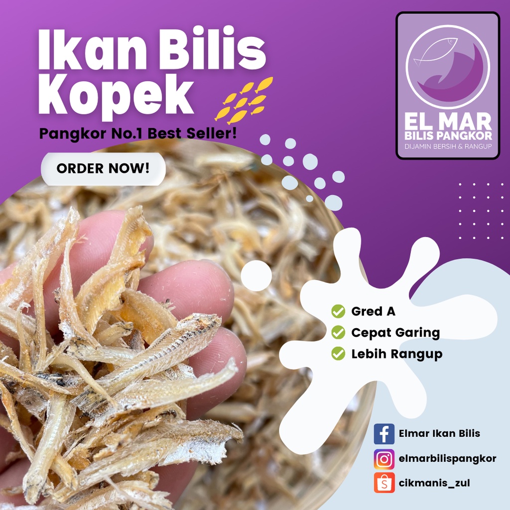 El Mar Ikan Bilis Mata Biru Pangkor Gred AAA Siap Kopek | Shopee Malaysia
