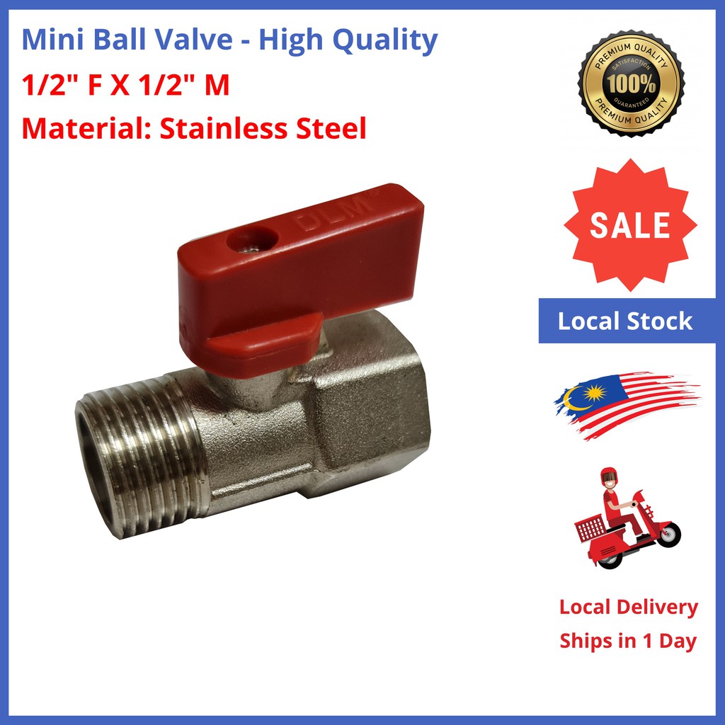 Mini Ball Valve 1/2 inch Male x 1/2 inch Female - High Quality Brass | Shopee Malaysia