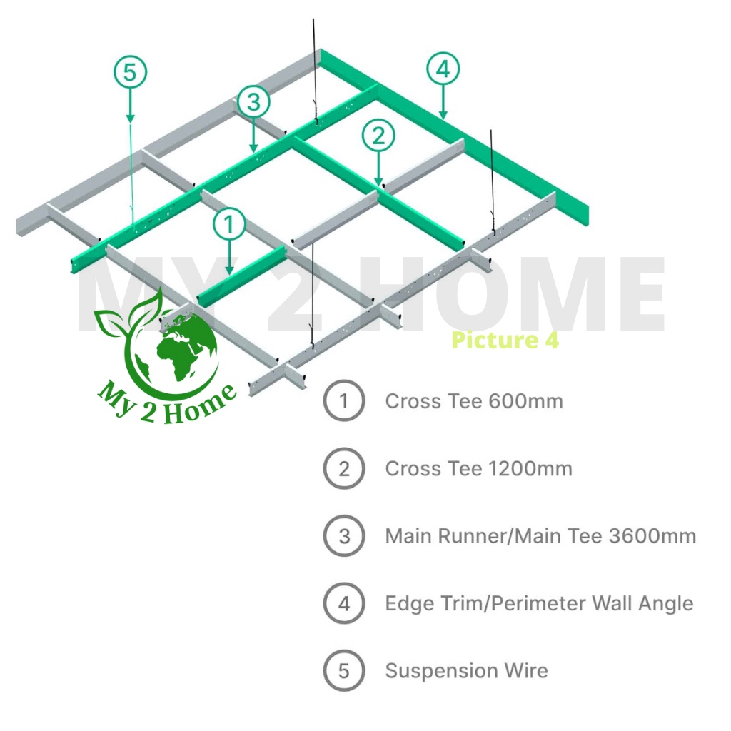 MY2HOME Ceiling Grid System Suspension Ceiling System Main Tee Cross ...