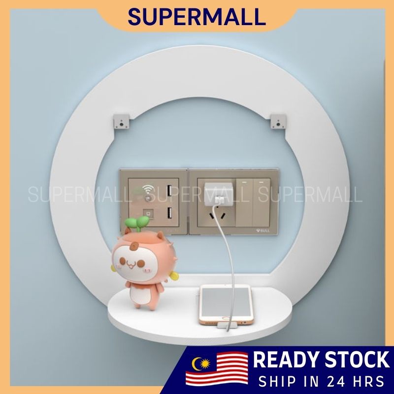 SUPERMALL Multifunction Wall Mounted Hanging Rack Wooden Shelf ...