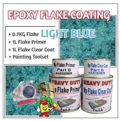 LIGHT BLUE FLAKE • Epoxy Flake Coating Set c/w Painting Toolset ...