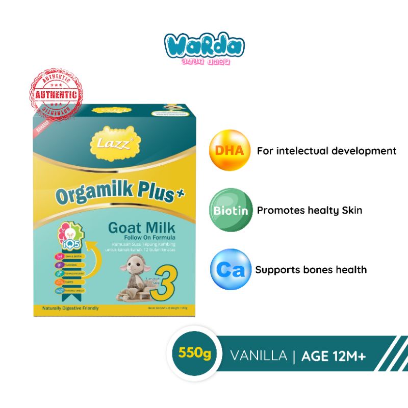 LAZZ SUSU KAMBING ORGAMILK PLUS + FORMULA MILK STEP 3, 550G | Shopee ...
