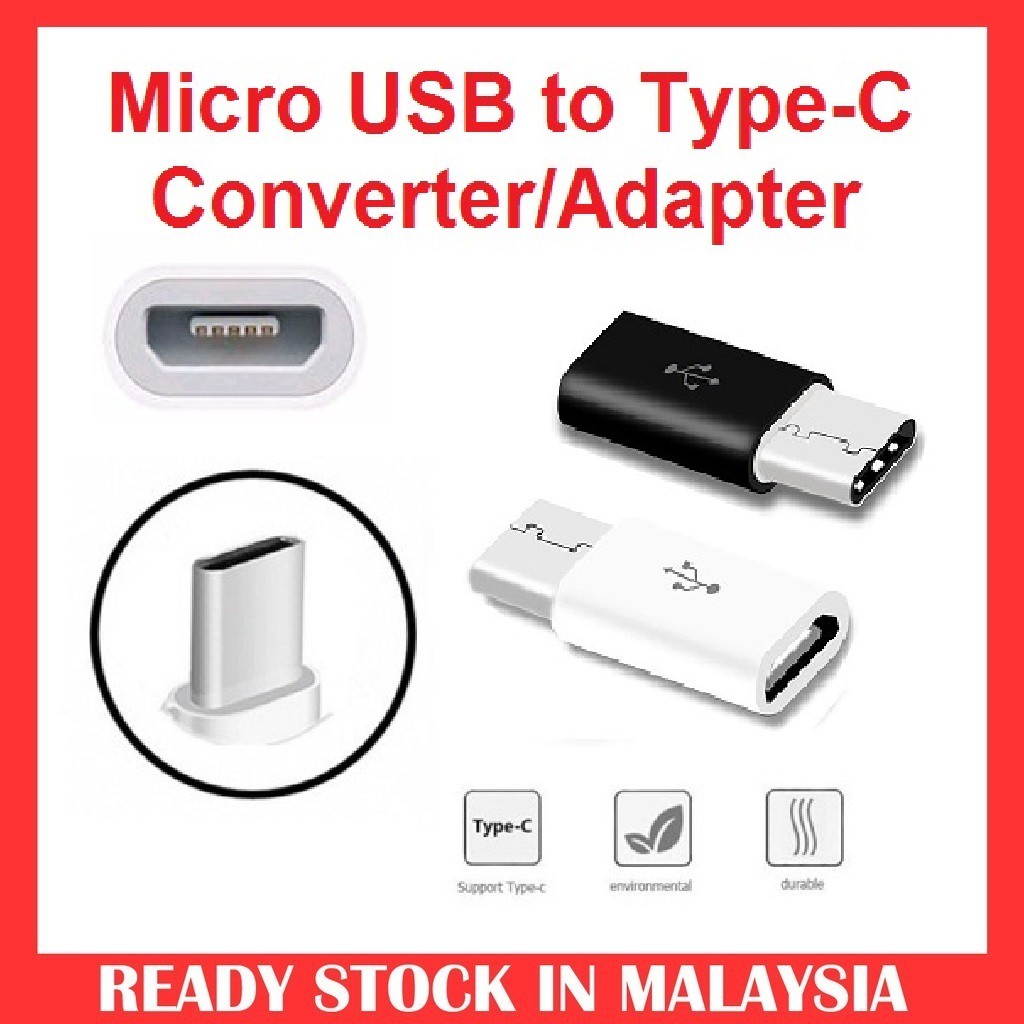 Micro USB to Type-C Adapter (Black and White Colour) | Shopee Malaysia
