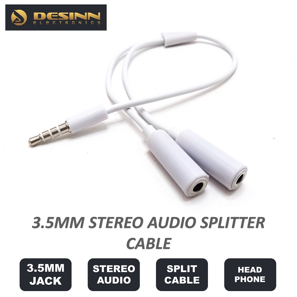 3 5mm Stereo Audio Splitter Cable Trrs Stereo Plug Male To 2 Female 1 Input 2 Output Aux