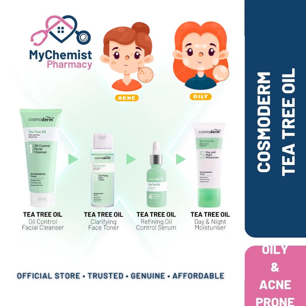 Cosmoderm Tea Tree Oil for Oily & Acne Prone Skin (Masalah Kulit ...