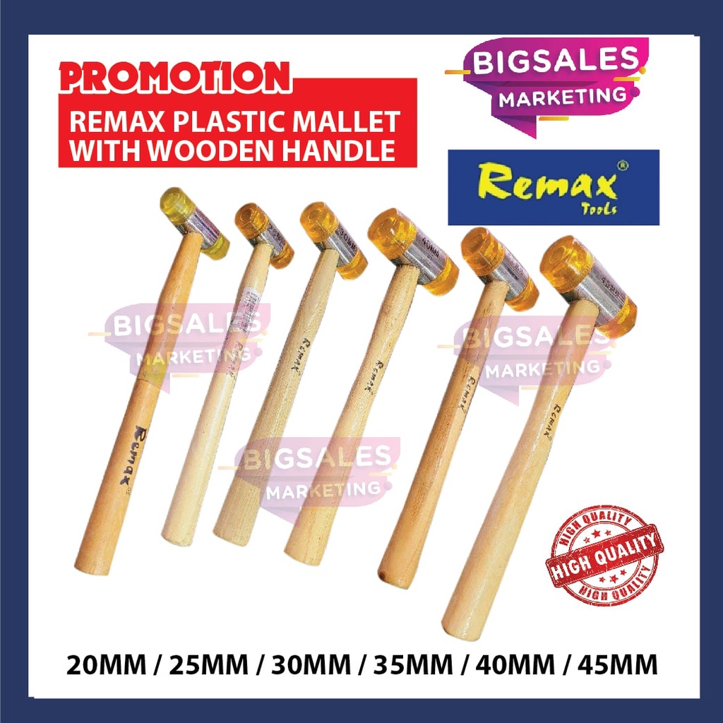 REMAX Double Soft Face Rubber Mallet Hammer With Wooden Handle / Tukul ...