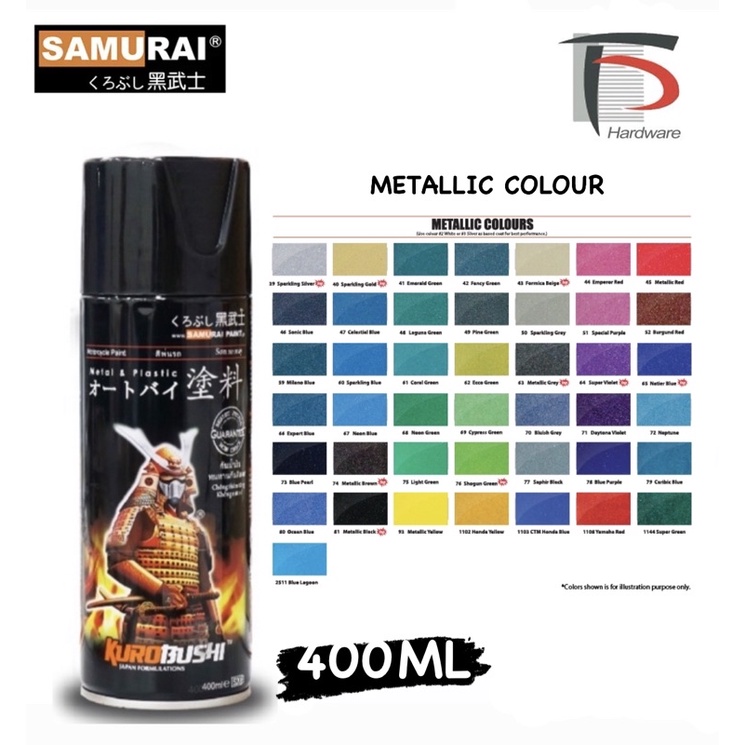 [100% ORIGINAL] SAMURAI METALLIC COLOR SPRAY PAINT (400ML) | Shopee ...