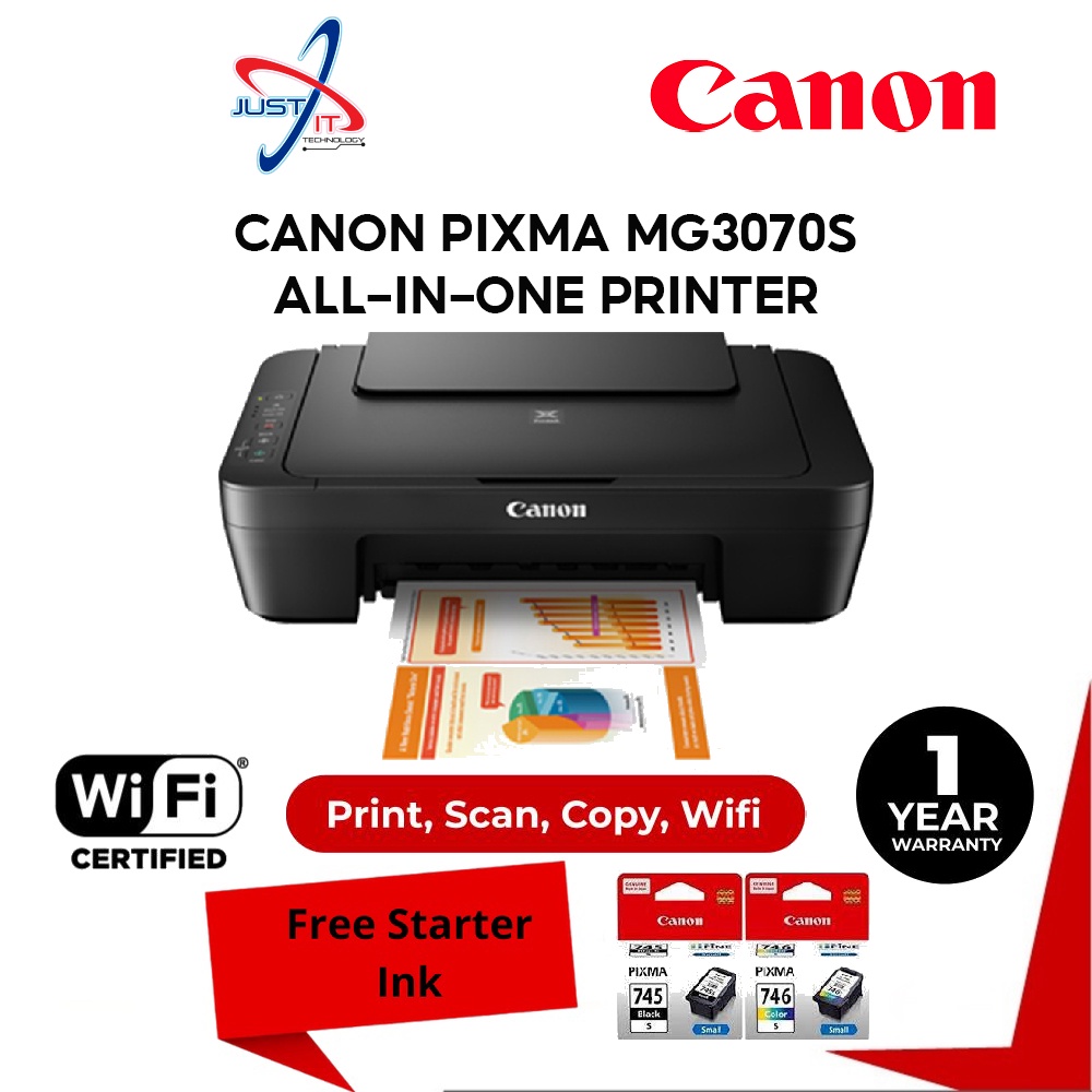 Canon Pixma MG3070S All In One Inkjet Printer (Print, Scan, Copy ...