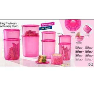 Tupperware One Touch Canister 1250ml 2000ml 3000ml 4300ml 1.25L 2.0L 3.0L 4.3L Polka Pearls Rose ...