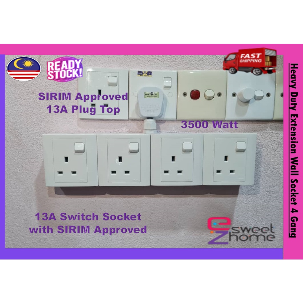 Hager100% FULL Copper 4 Gang Wall Socket Heavy Duty/Tadaptor/Wall ...