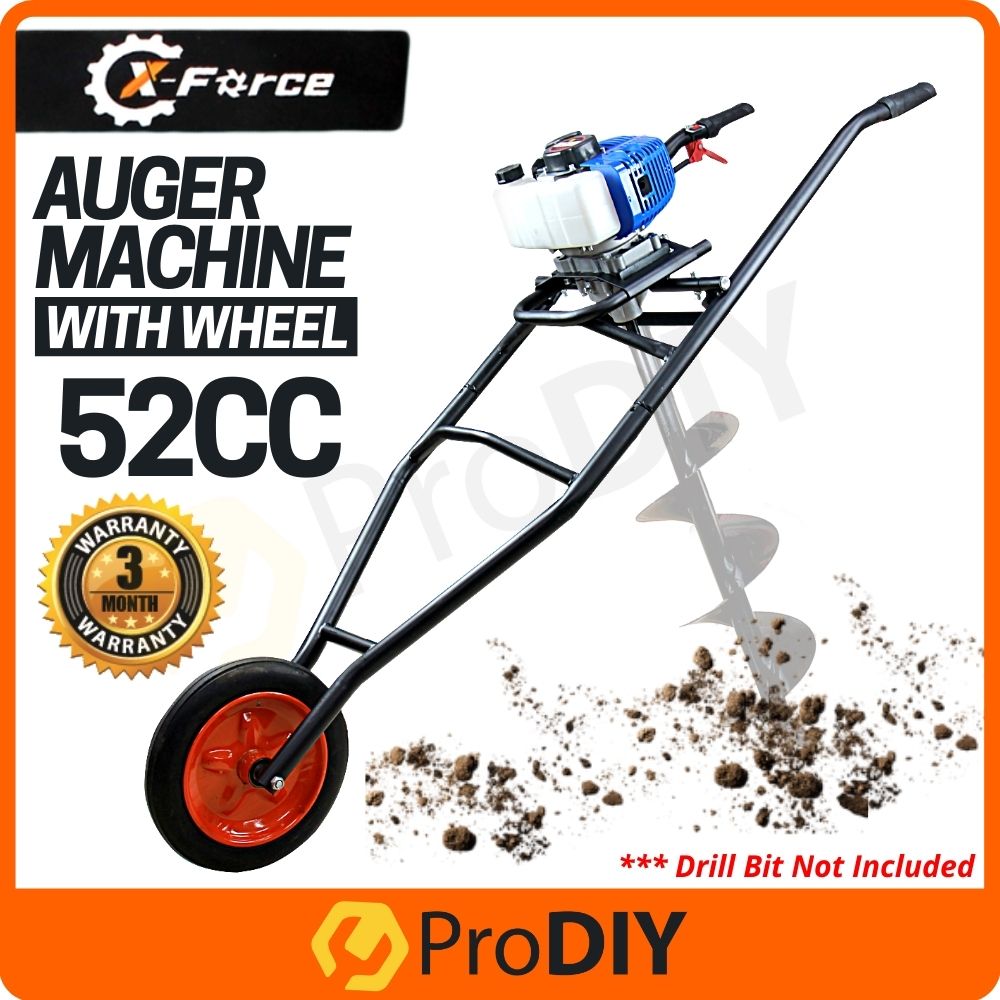 X-Force Auger Machine with Wheel 52cc 2 Stroke Making Holes Garden ...