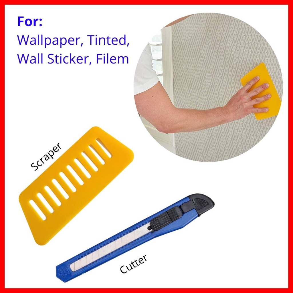 Scaper Cutter Knife / Wallpaper Flattener Smoother DIY Tool / Kertas ...