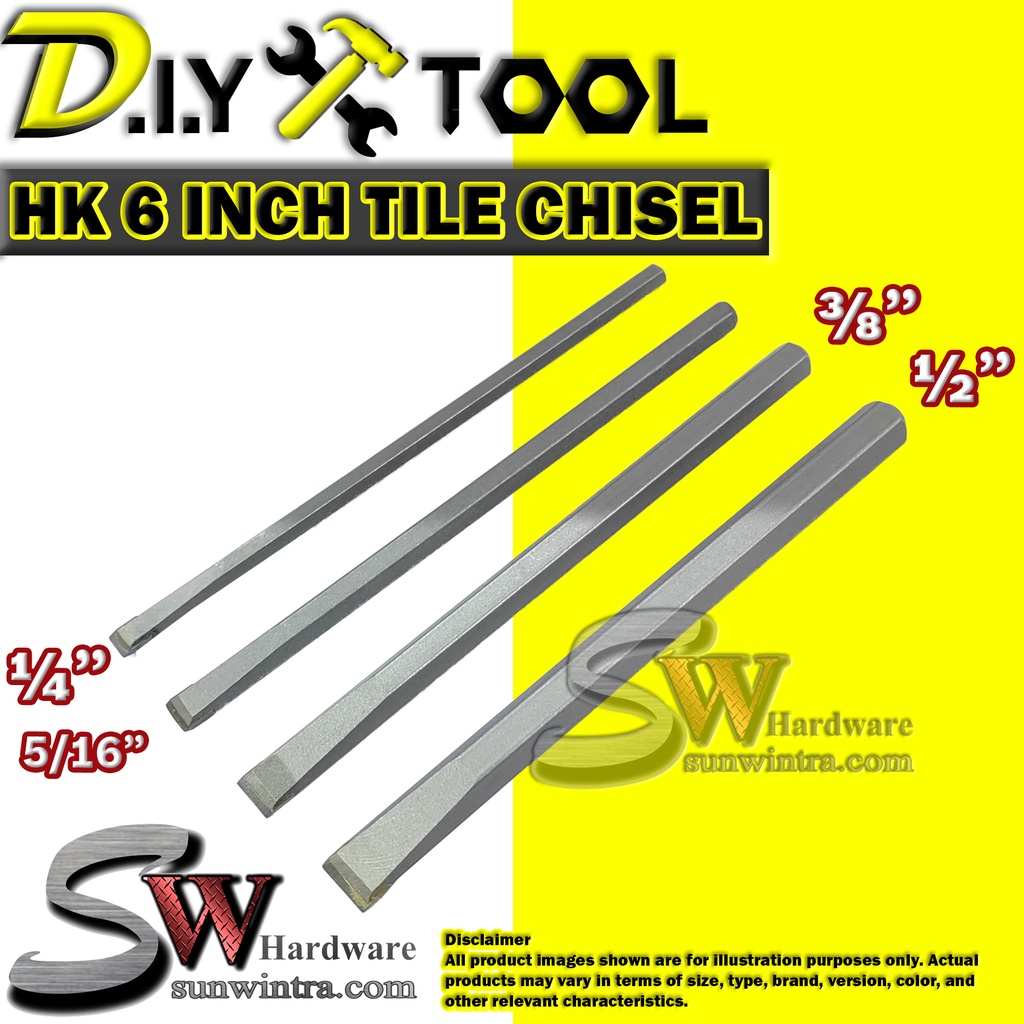 SW Hardware High Quality HK TCT Tile Chisel 1/4" , 5/16" , 3/8" , 1/2 ...