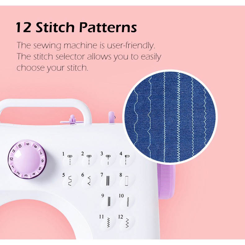 ♂ portable sewing machine upgraded fhsm 505a pro 12 stitches mesin ...