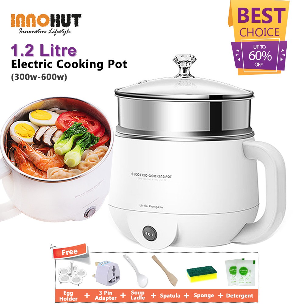Innohut Multifunction Non-Stick Coated Mini Electric Cooking Pot Mini ...