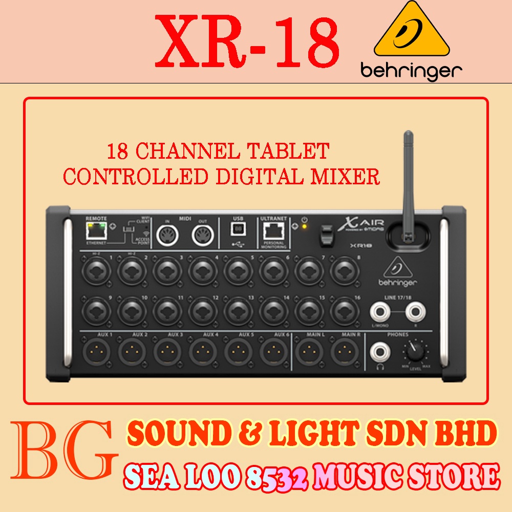 BEHRINGER X AIR XR18 TABLET CONTROLLED 18 CHANNEL DIGITAL MIXER (XR-18 ...