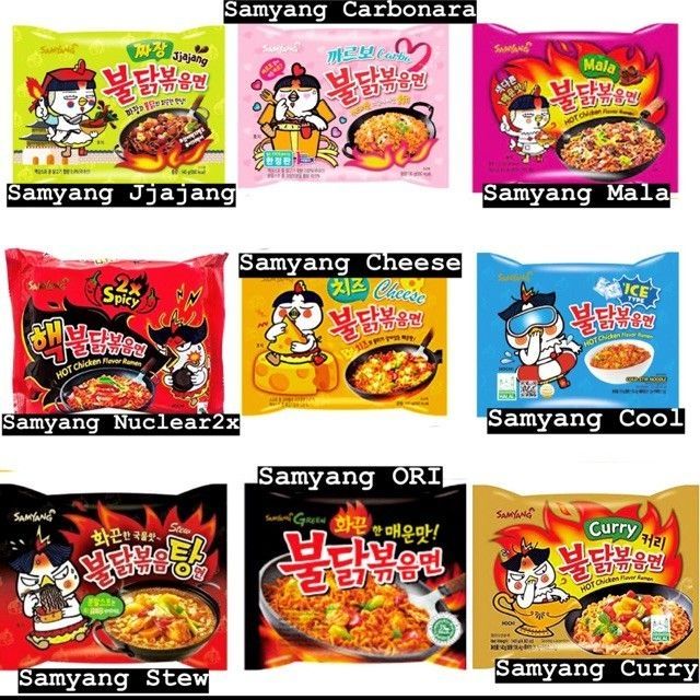 Samyang Korean Ramen Halal Cheese Carbo Mala Jjajang Corn 2x Spicy Stew ...