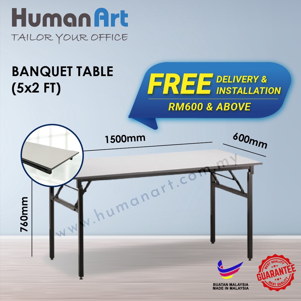 HumanArt 5x2 Feet Banquet Table Wood Office Table Foldable Table ...