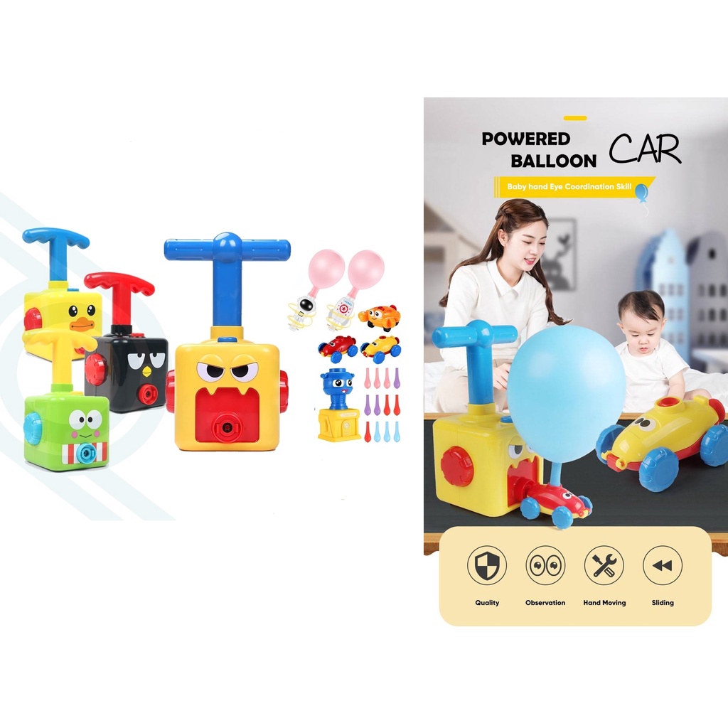 Inflatable Pump Balloon Powered Cars STEM Kids Science Toy/Kereta Belon ...