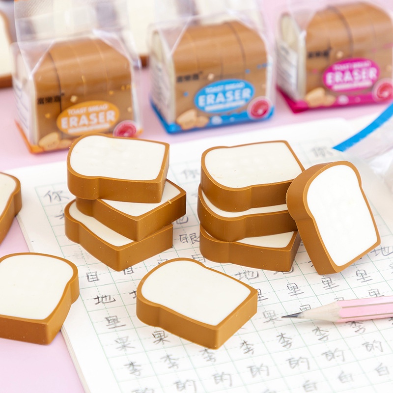 Simulation biscuit bread eraser cute cartoon toast eraser student ...