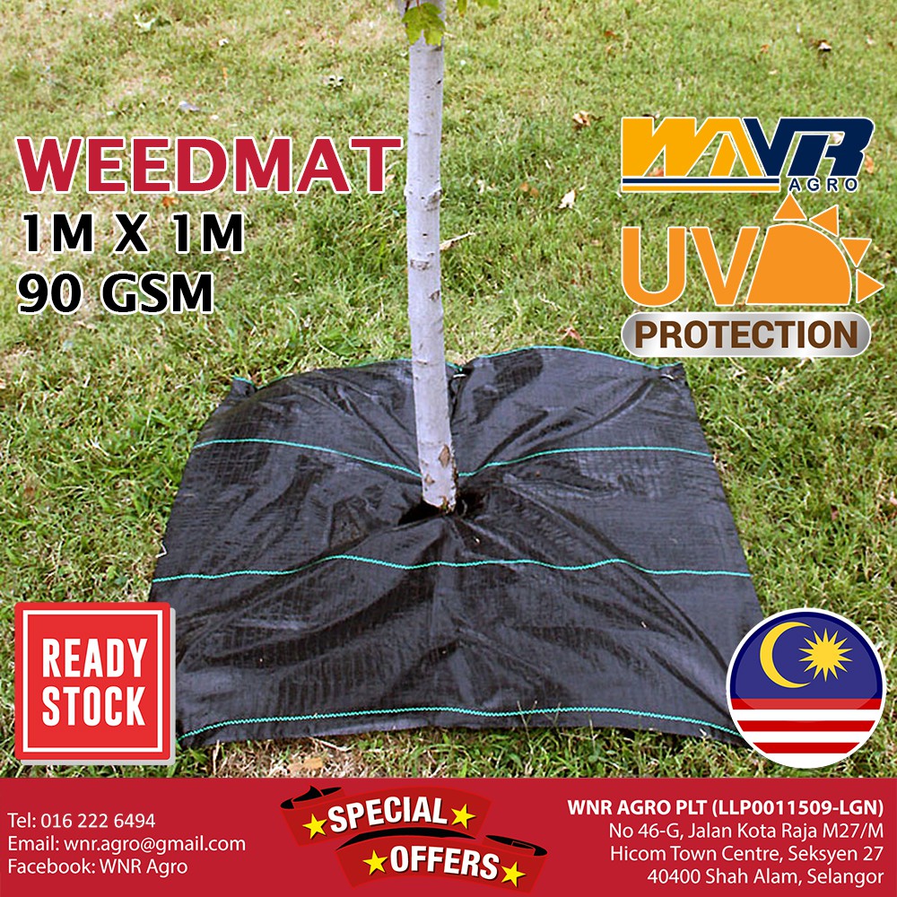 Weedmat Weed Control Mat 90GSM 1 Meter x 1 Meter Penutup Tanah | Shopee ...