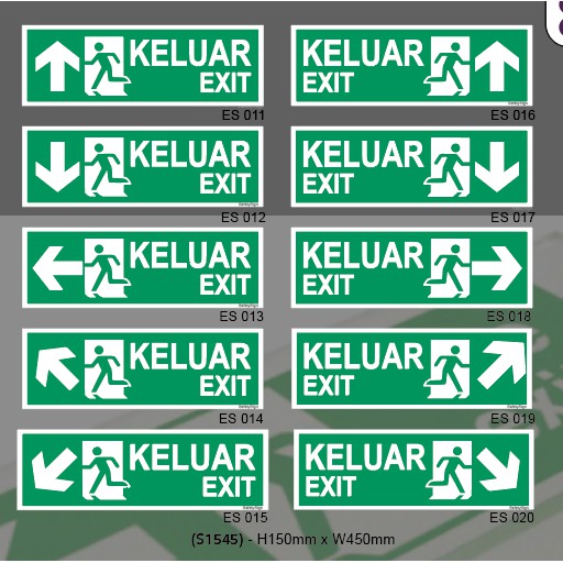Signage VSAFEMKT Emergency Escape Signs Safety Signs ES011 (Keluar ...