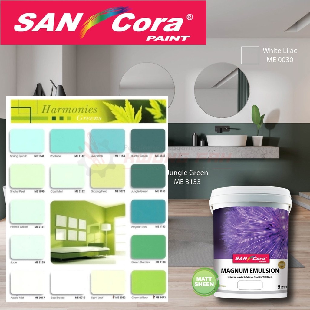 (1 Liter) SANcora Paints Interior & Exterior Magnum Emulsion (Green ...