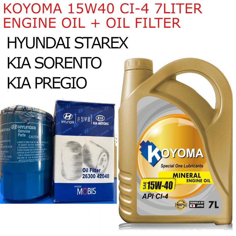 HYUNDAI STAREX , KIA SORENTO , KIA PREGIO VAN OIL FILTER + KOYOMA 15W40 ...
