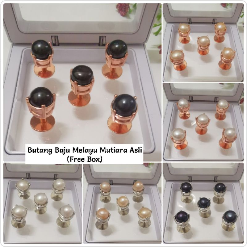 (FREE BOX) BUTANG BAJU MELAYU MUTIARA ASLI SABAH FRESHWATER PEARL ...