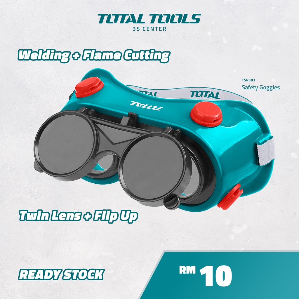 TOTAL Safety Goggles (Flip Up + Twin Lens, for Welding, Flame Cutting ...