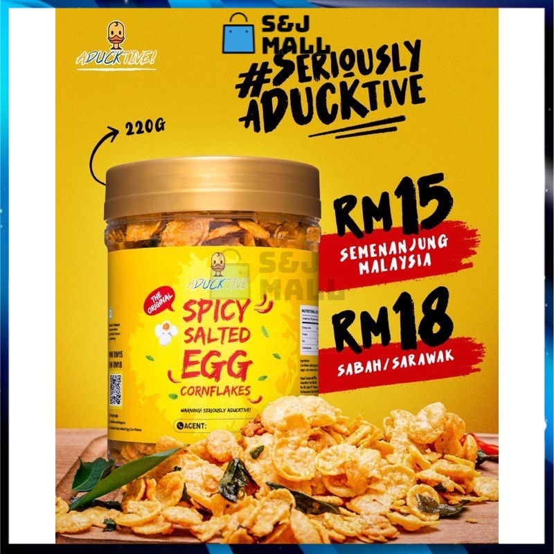 ADUCKTIVE SPICY SALTED EGG CORNFLAKES SERIOUSLY ADUCKTIVE | Shopee Malaysia