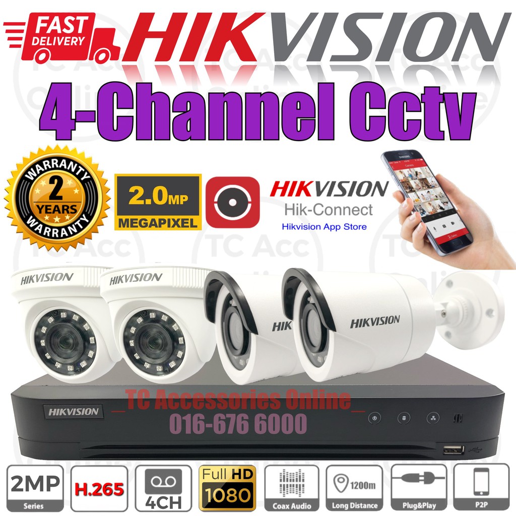 HIKVISION 🌟4-CHANNEL🌟 2.0MP CCTV Full HD 2MP HIK 1080P DVR+Camera ...
