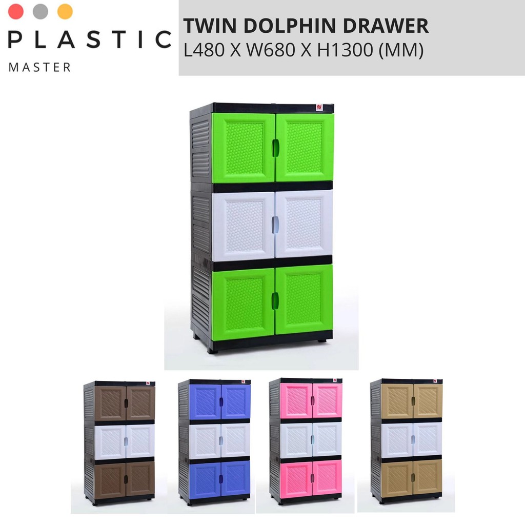 3 Tier Plastic Drawer, Cabinet, Storage Twins Dolphin, Kiwi 5 different ...