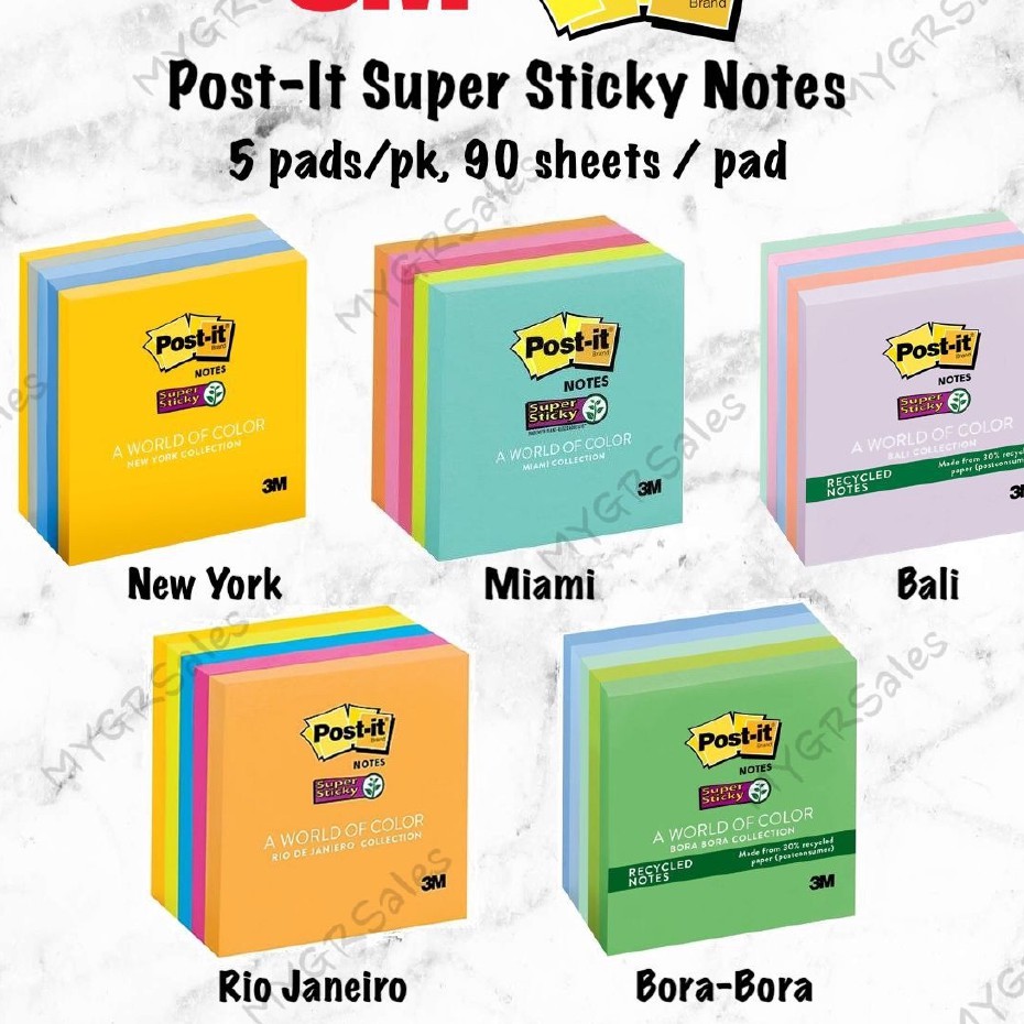 3M Post-It Super Sticky Notes,5 Pads/Pack, 90 sheets/Pad | Shopee Malaysia