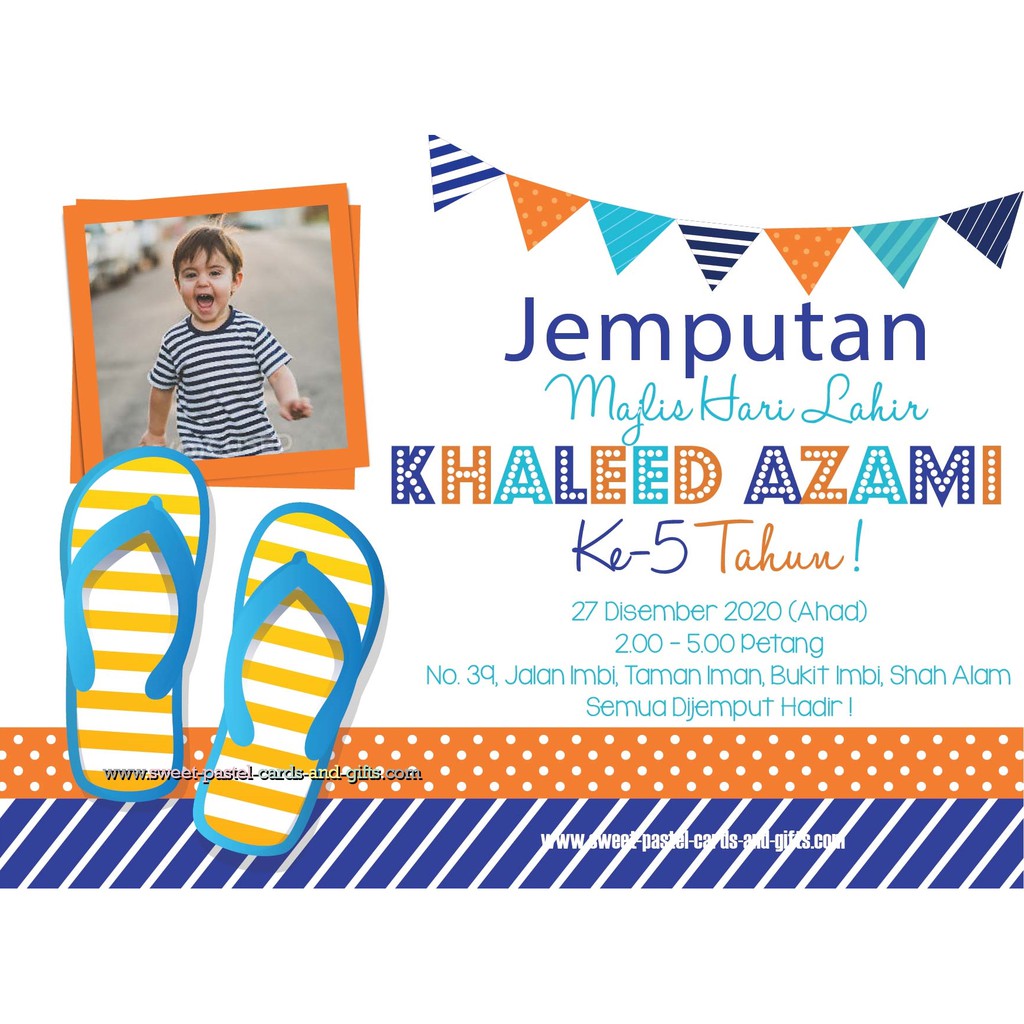 KAD BIRTHDAY CUSTOM INVITATION CARD BABY KIDS BOY TERMASUK ENVELOPE ...
