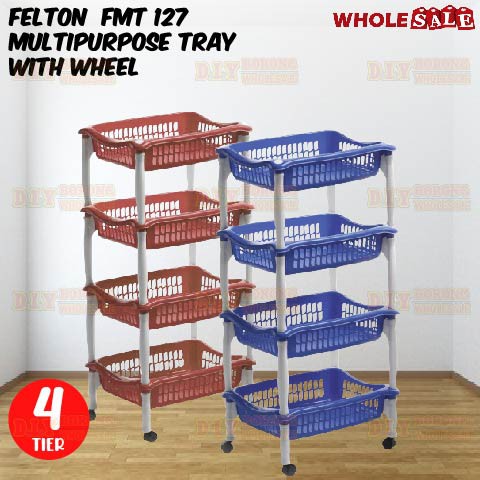 4 Tier FELTON Multipurpose Tray Wheels FMT 127 Stackable Kitchen Racks ...