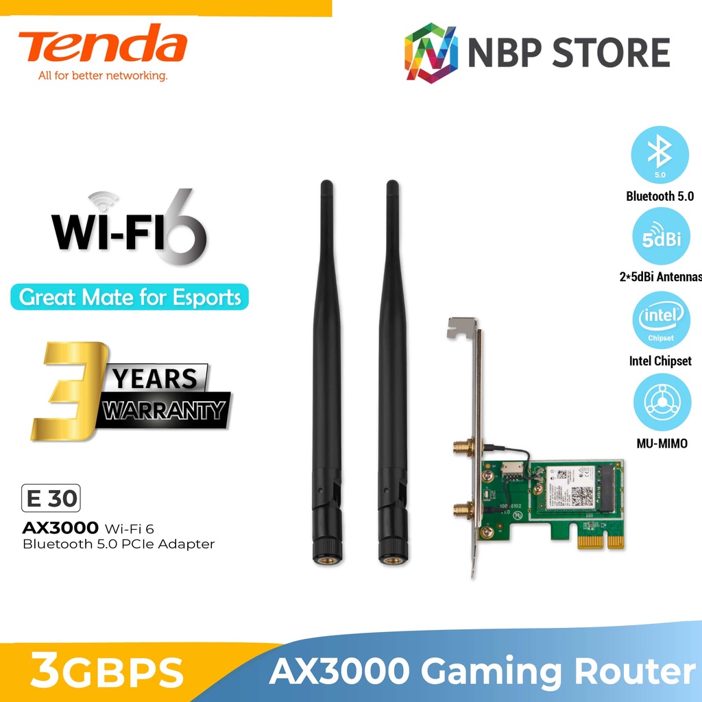 Tenda E30 AX3000 Wi-Fi 6 Bluetooth 5.0 PCIe Adapter | Shopee Malaysia