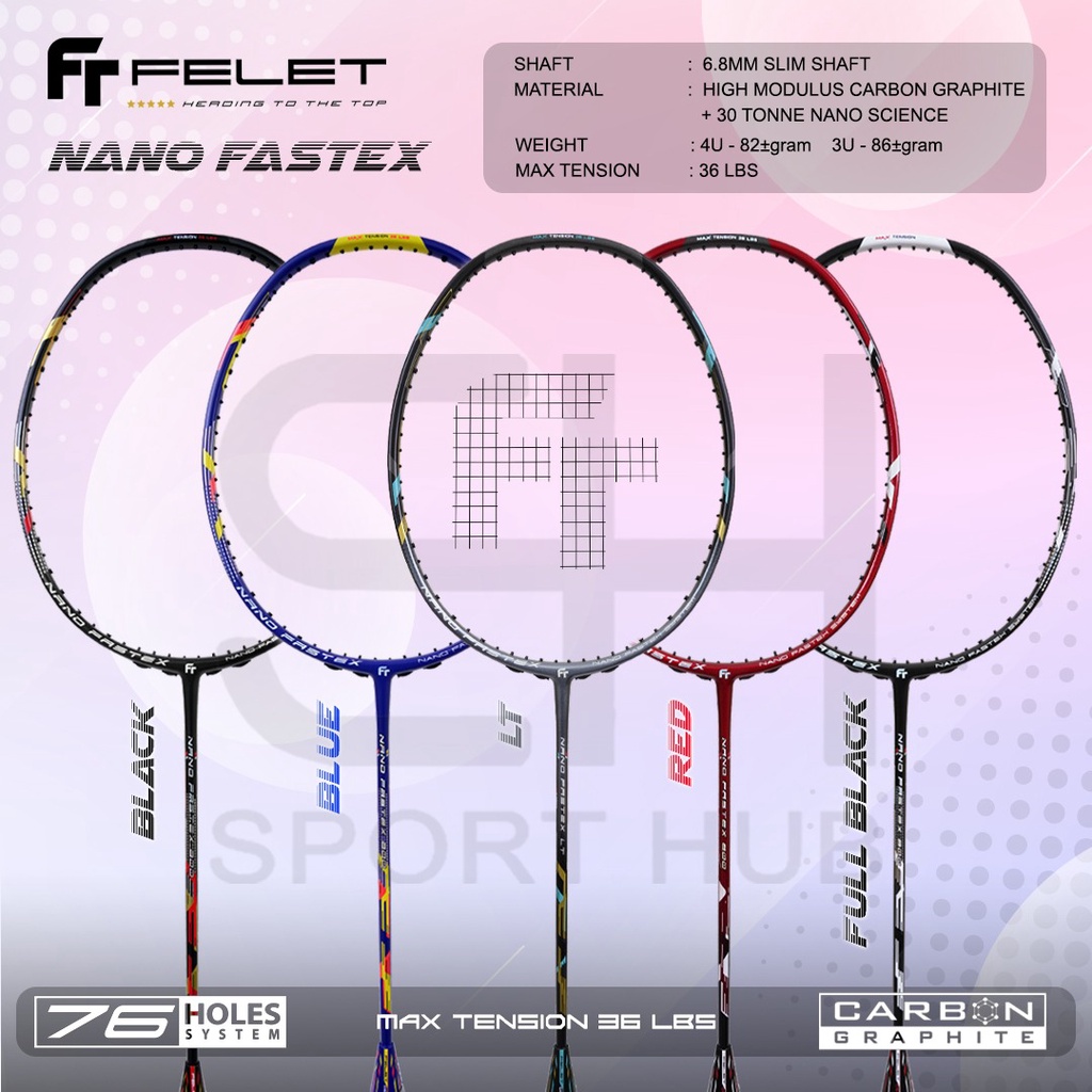 SportHub Felet Nano Fastex 800 4U Racket Badminton Racket Raket ...