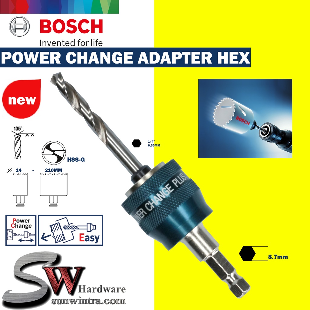 Bosch POWER CHANGE ADAPTER 8.7mm HEX for Progressor Hole Saw New Model ...