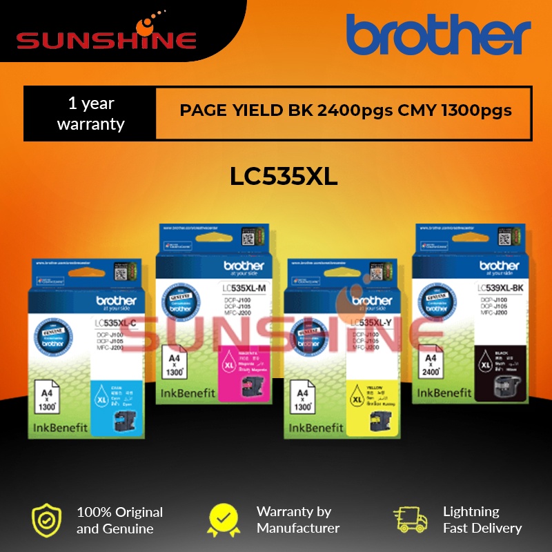 BROTHER LC539XL LC535XL INK CARTRIDGE (DCP-J100 DCP-J105 MFC-J200 535 ...