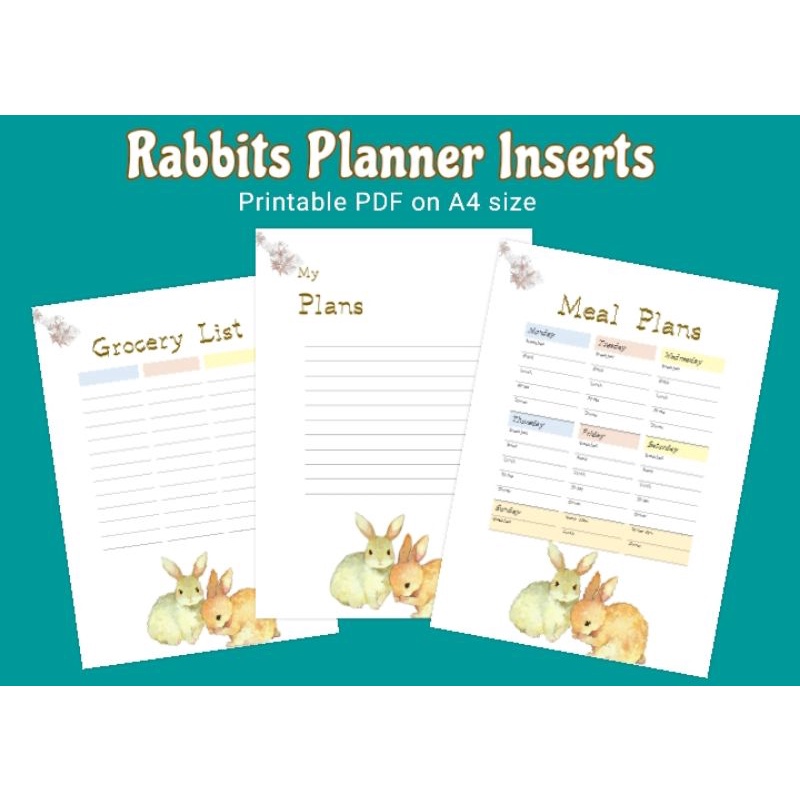 Printable RABBITS PLANNER INSERTS size A4 | Shopee Malaysia