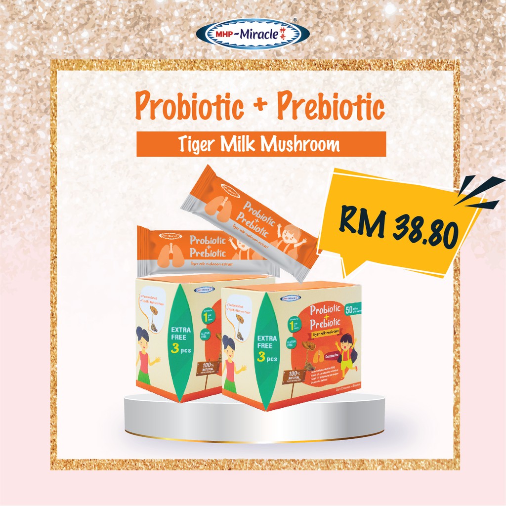 Miracle Probiotic - Tiger Milk Mushroom (15s x 3g Free 3s) | Shopee ...