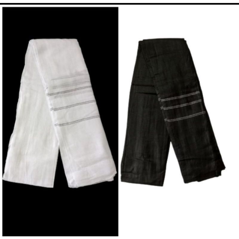 SERBAN 7 HASTA KAIN COTTON PUTIH - HITAM | Shopee Malaysia