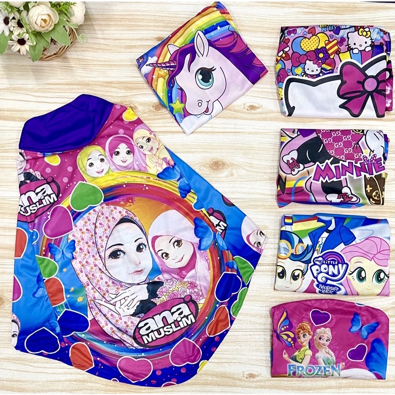 TUDUNG SARUNG BUDAK CANTIK UNICORN ANA MUSLIM HELLO KITTY FROZEN ...