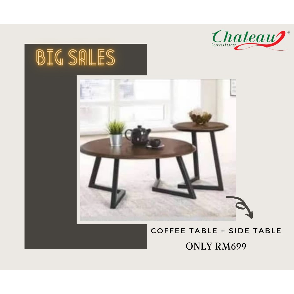 Coffee Table Solid Wood (One set) | Shopee Malaysia