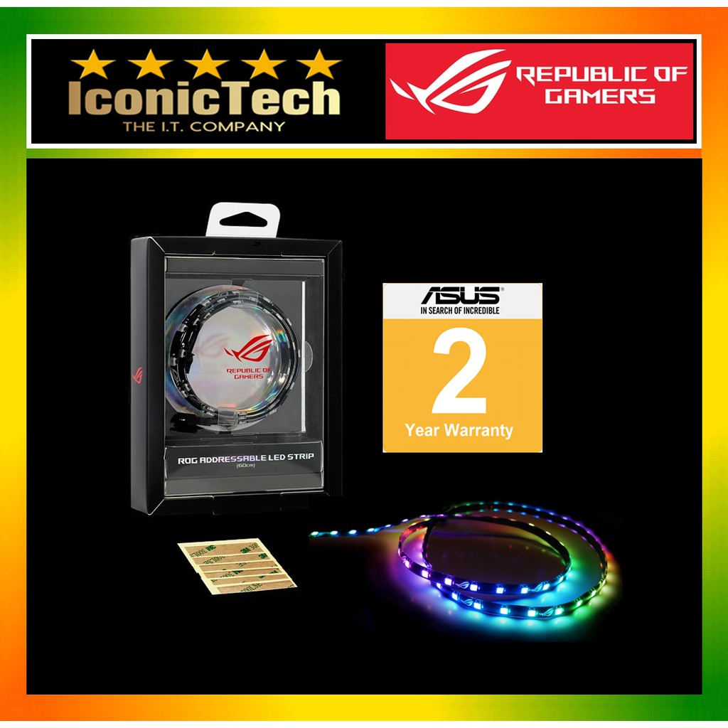 Asus rog addressable led strip with magnetic backing and aura sync rgb ...