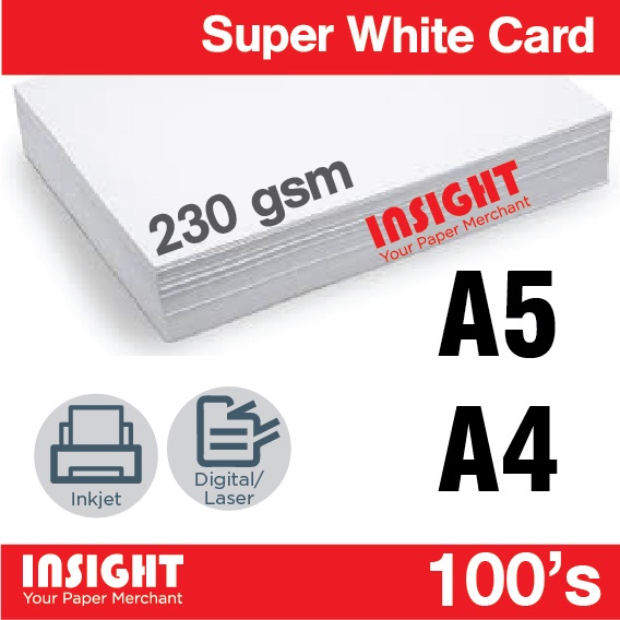 Super White Card 230gsm 100's A5 A4 Ivory card Uncoated Card Gift Card ...